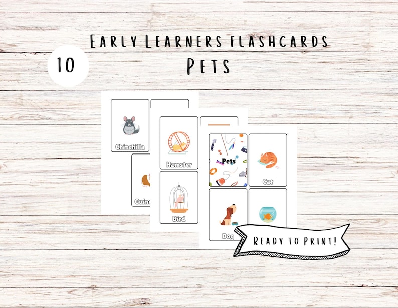 Early Learners Flashcards - Pets - Etsy