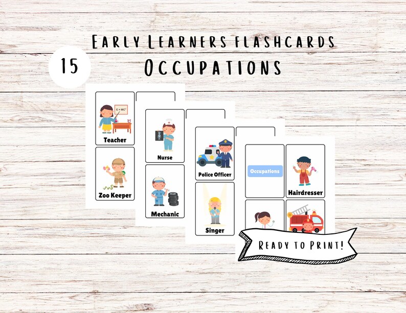Early Learners Flashcards - Occupations - Etsy
