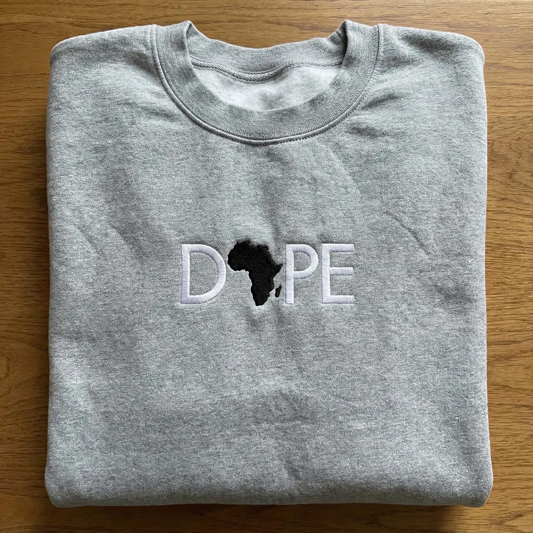 Embroidered Dope Africa Map Sweatshirt, Monochrome African Pride Hoodie ...
