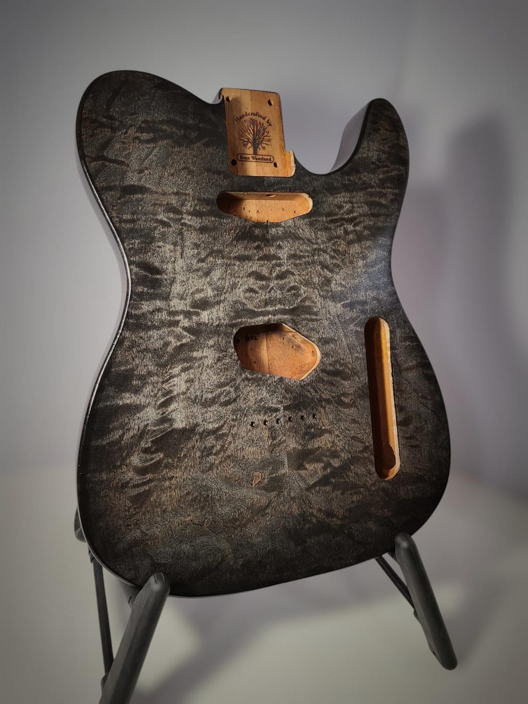Quilted Charcoal Burst Telecaster Style Replacement Body. 4-piece ...
