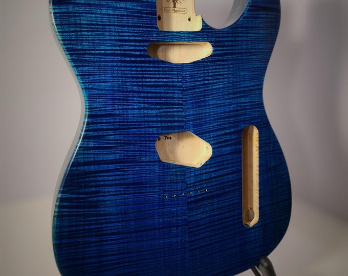 Deep Blue Flame Maple Telecaster Style Replacement Body. - Etsy