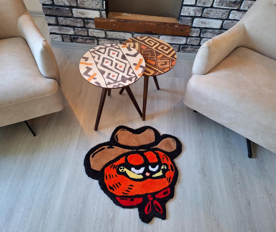 Cowboy Garfield Handmade Tufted Wall Rug - Etsy