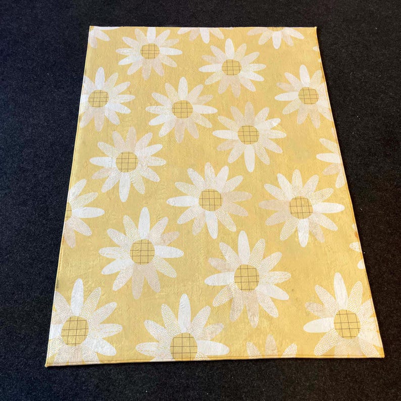 Yellow Daisy Kids Rug - Ultra-soft Washable Carpet for Playroom ...