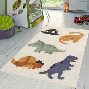 Dinosaur Soft Kids Rug, Soft Washable Play Mat, Cotton Nursery Carpet ...