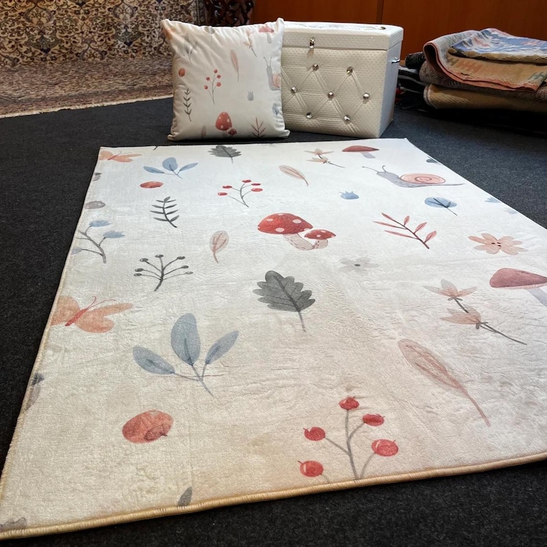 Forest Nursery Play Mat: Soft Kids Rug With Cushion Cover - Etsy