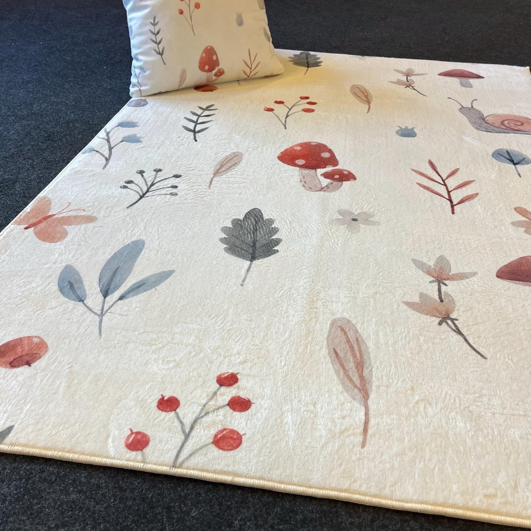 Forest Nursery Play Mat: Soft Kids Rug With Cushion Cover - Etsy