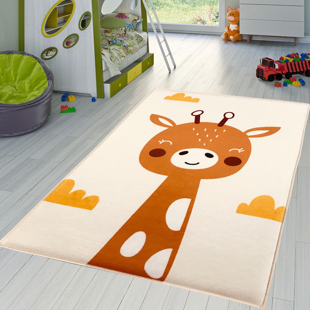 Cute Giraffe Rug for Kids' Room – Soft, Cozy & Washable Carpet for ...