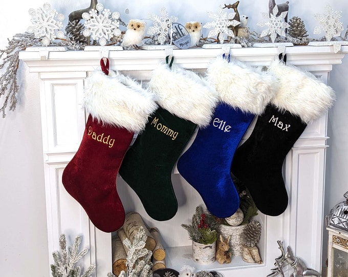 Christmas Traditional Red Personalized Velvet Stockings, Customized ...