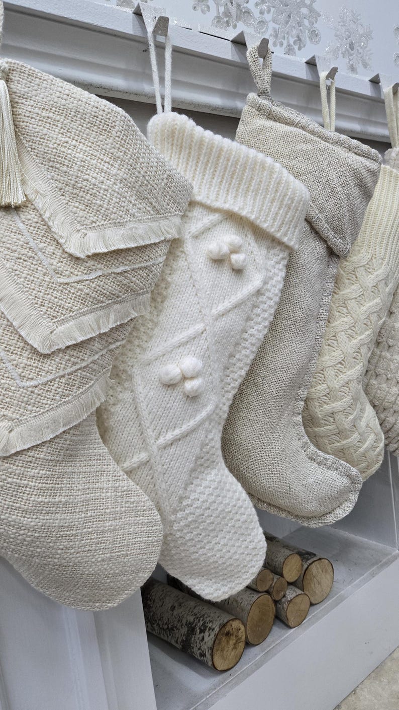 Cream Beige Neutral Christmas Stockings | Ivory Set Collection Modern ...