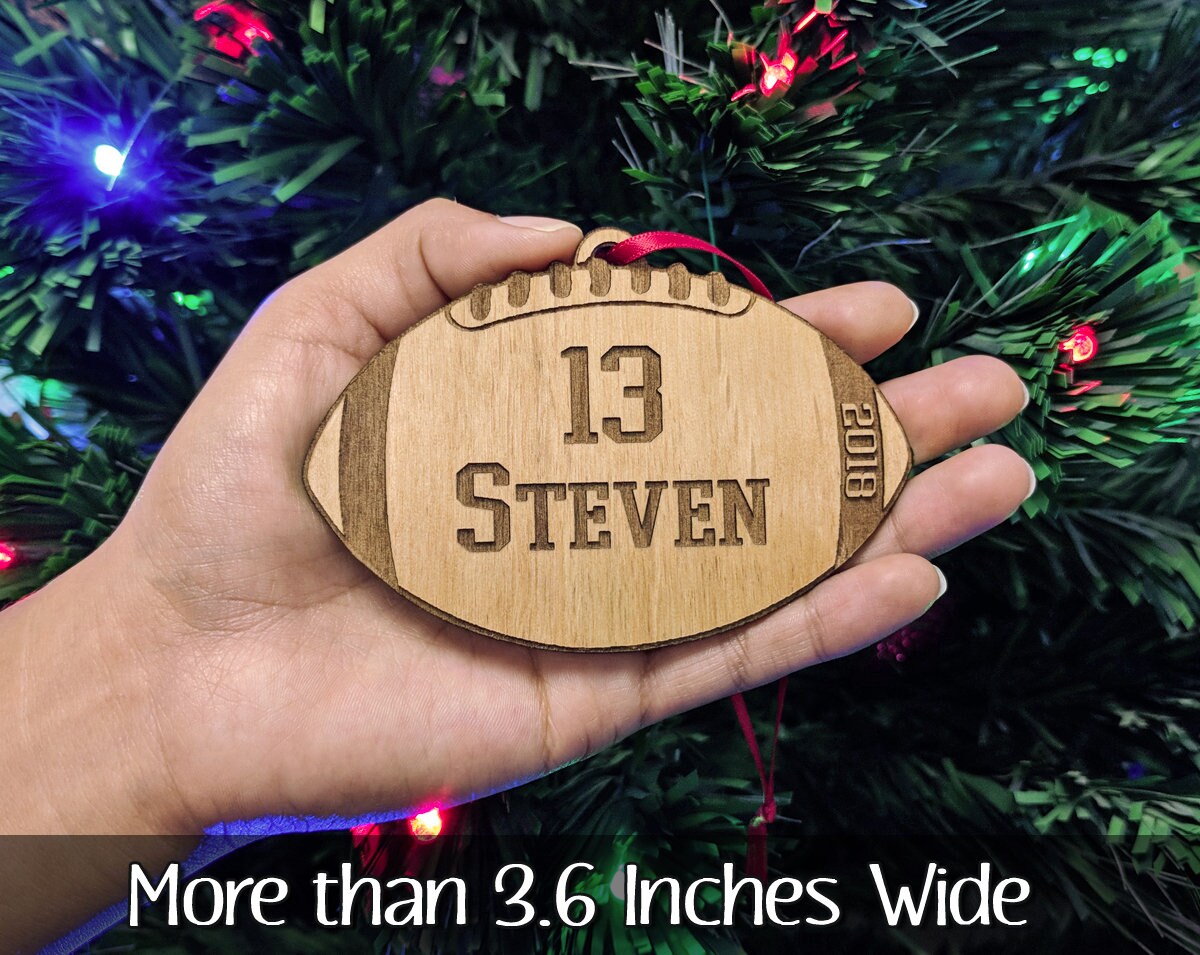 Custom Football Laser Engraved Wood Christmas Ornament Sport Mom ...