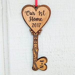 Our FIRST Home Key Ornament Personalized House Custom Wood Key Ornament ...