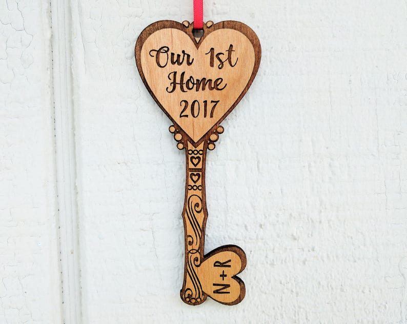 Our FIRST Home Key Ornament Personalized House Custom Wood Key - Etsy