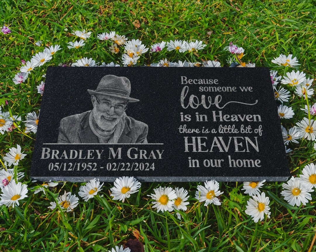 Large Customized Picture Tribute Stone - Because Someone We Love is in ...