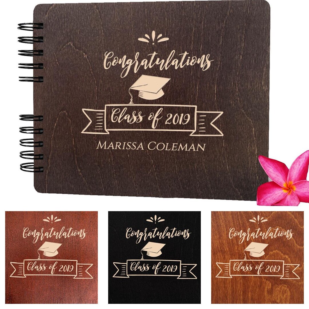 Wooden Graduation Guest Book Grad Gifts Rustic Personalized Class of ...