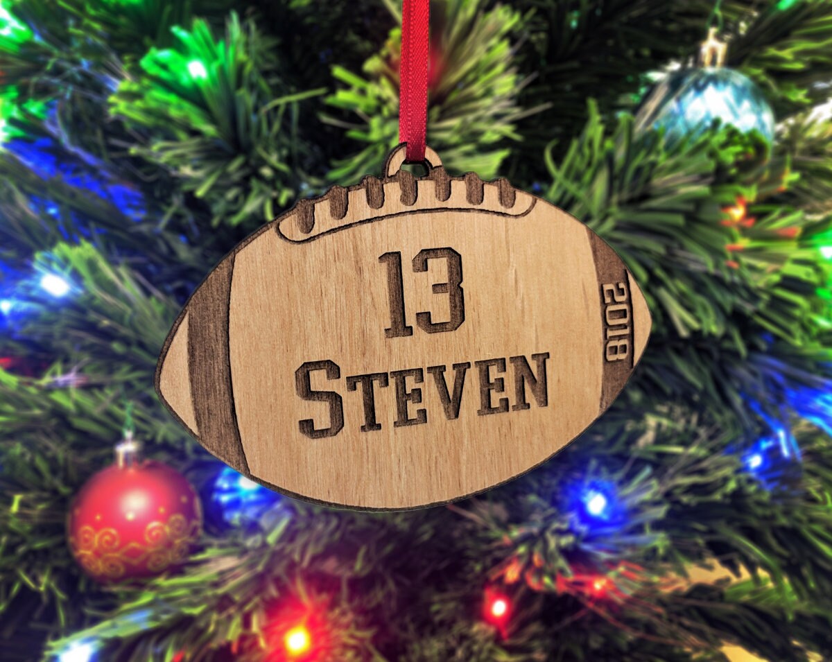 Custom Football Laser Engraved Wood Christmas Ornament Sport | Etsy