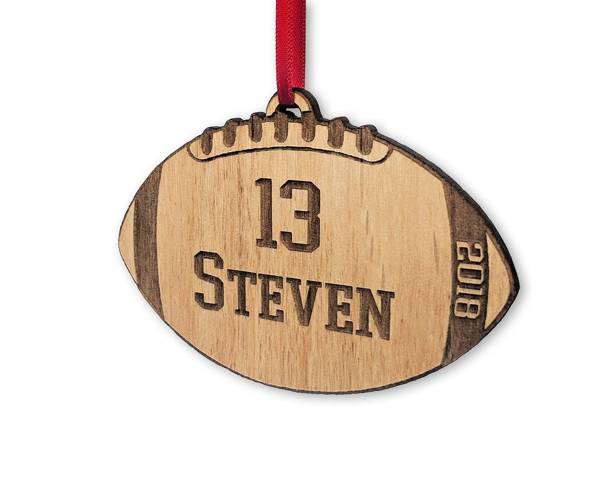 Custom Football Laser Engraved Wood Christmas Ornament Sport | Etsy