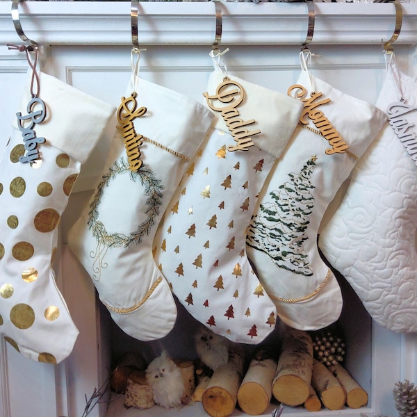 Stocking Name Tag - Etsy