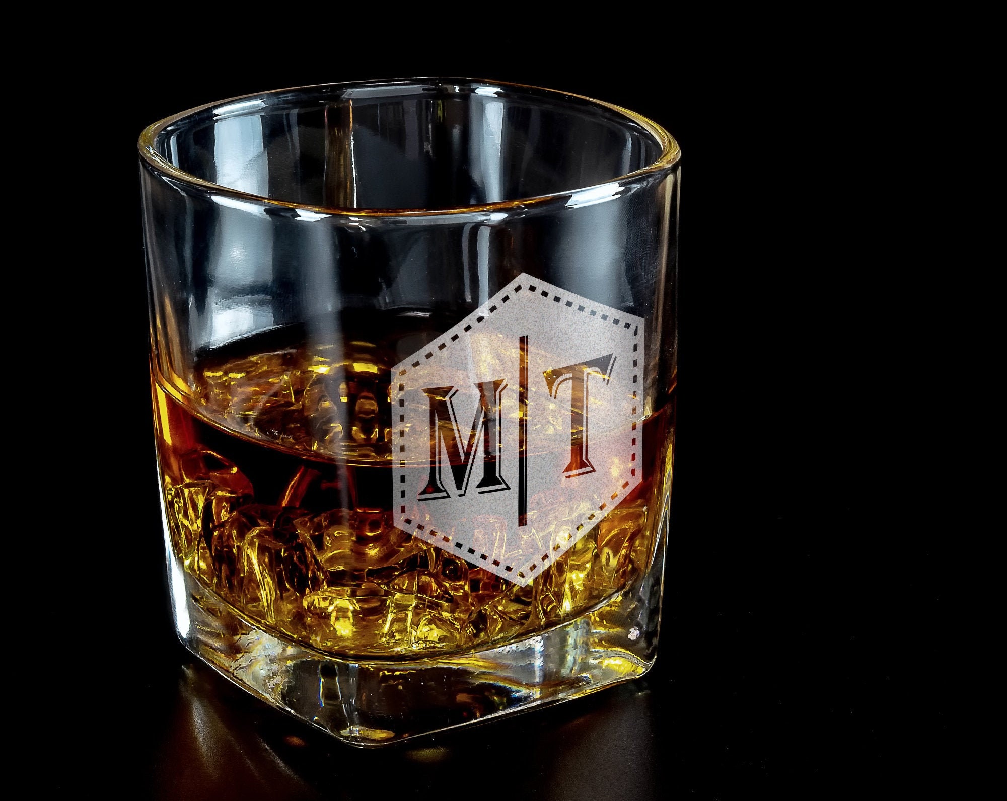 Whiskey Glasses Set Of 1 4 Custom Bourbon Glasses Letter Etsy