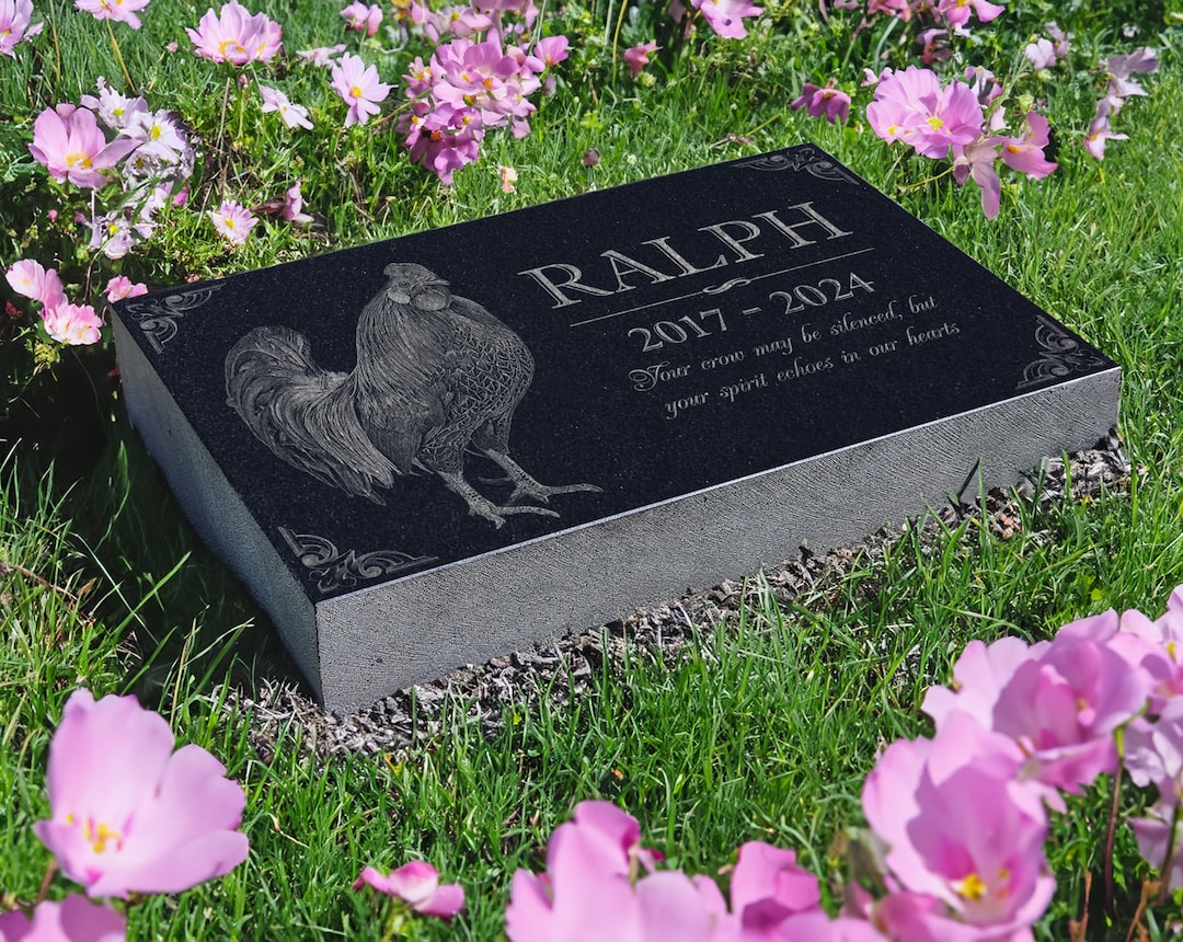 Custom Chicken Tribute: Personalize Granite Rooster Memorial Plaque ...