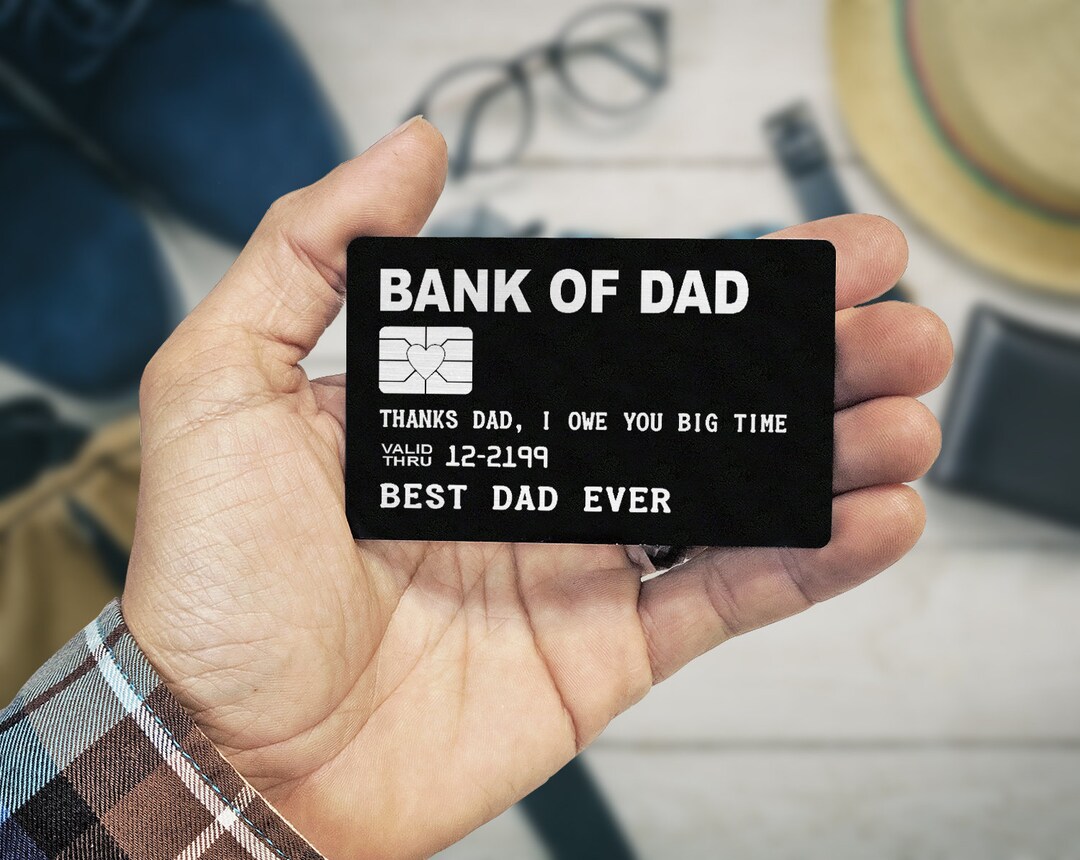 Bank of Dad Engraved Wallet Insert Fathers Day Gift Deployment Man ...