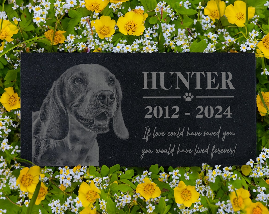 Engraved Memorial Plaque for Dog Cat W/ Heart Paw Prints, Personalized ...