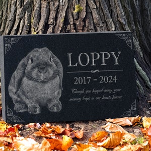 Rabbit Burial Stone | Pet Headstone Photo | Engraved Granite Outdoor ...