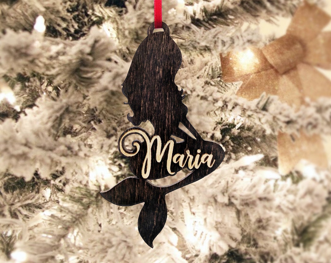 Mermaid Christmas Ornament Personalized Customized Wood Mermaid Decor ...