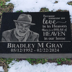Custom Engraved Headstone: Personalized Grave Marker With Photo Plaque ...