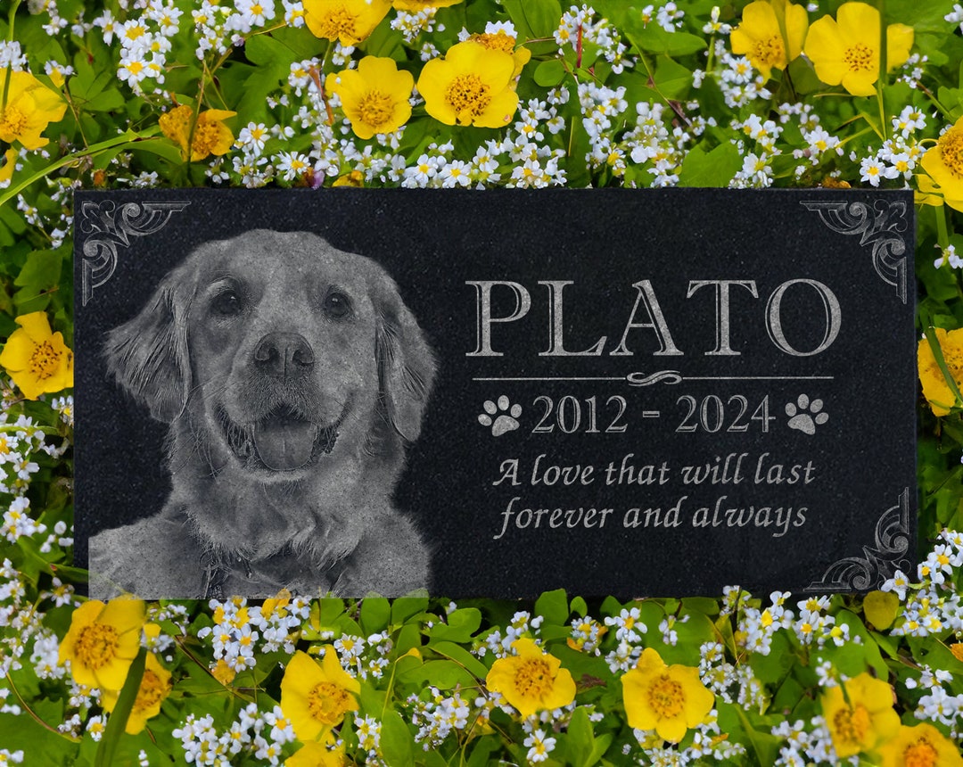 Photo Garden Tribute Pet Memorial: Headstone Burial Plaque for Dog, Cat ...