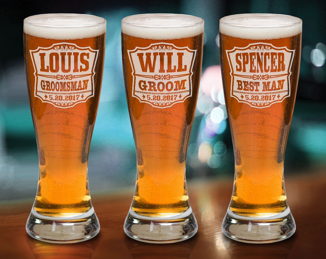Pilsner Glasses Wedding Party Personalized Glasses Favor Groomsmen ...