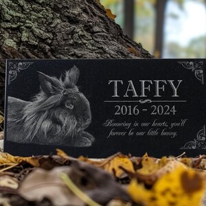 Rabbit Burial Stone Pet Headstone Photo Engraved Granite Outdoor ...