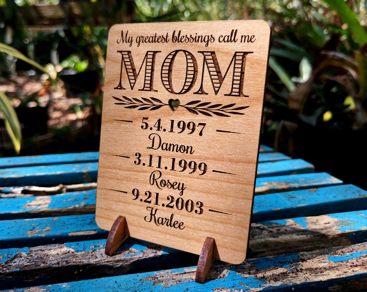 Mom Greeting Card Mothers Day Card for Her Unique Wood | Etsy