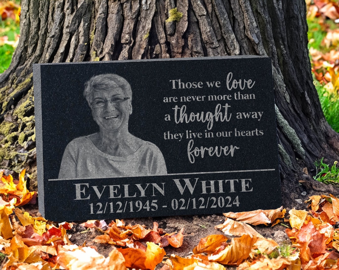 Custom Engraved Headstone: Personalized Grave Marker With Photo Plaque ...