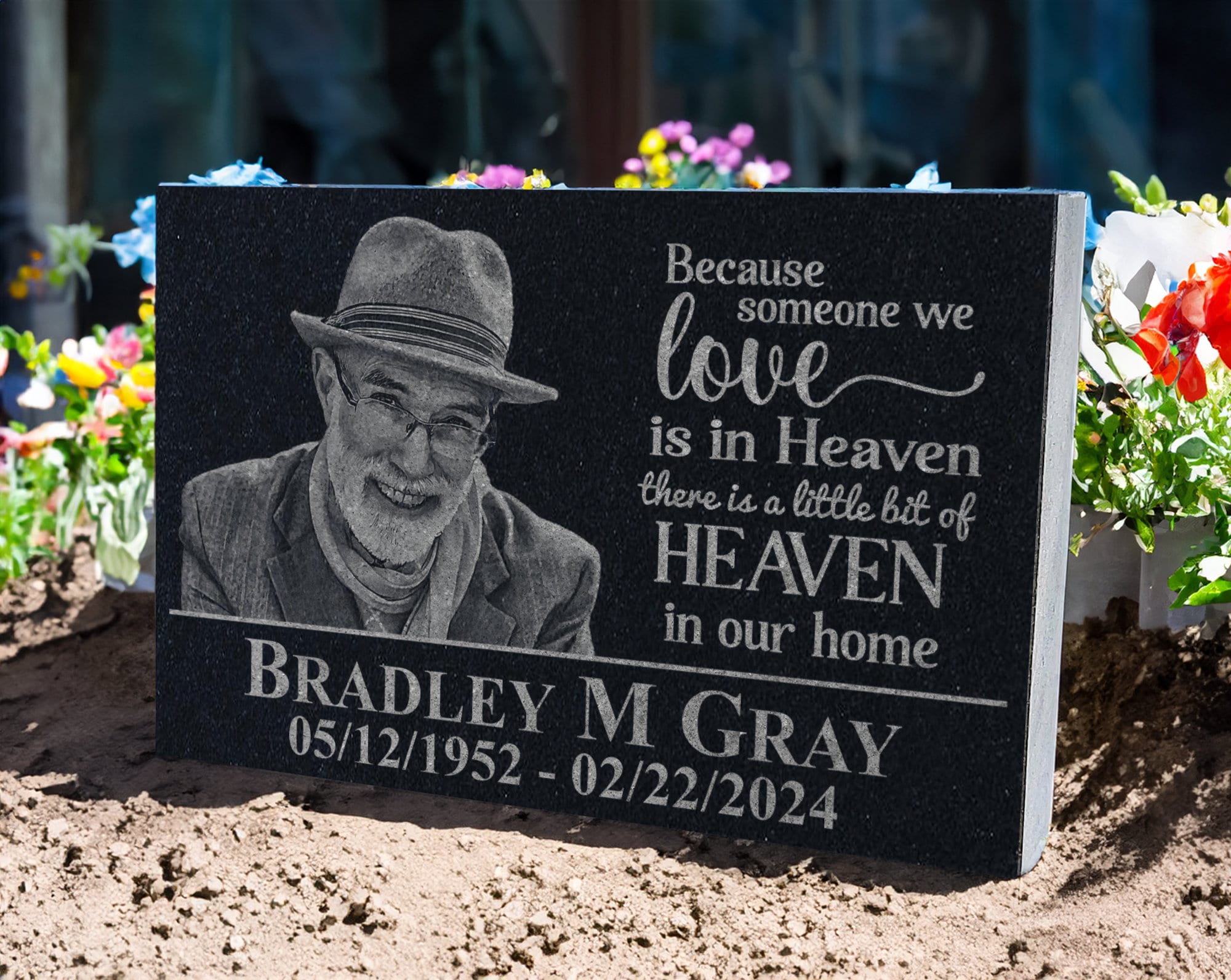 Large Customized Picture Tribute Stone - Because Someone We Love is in ...