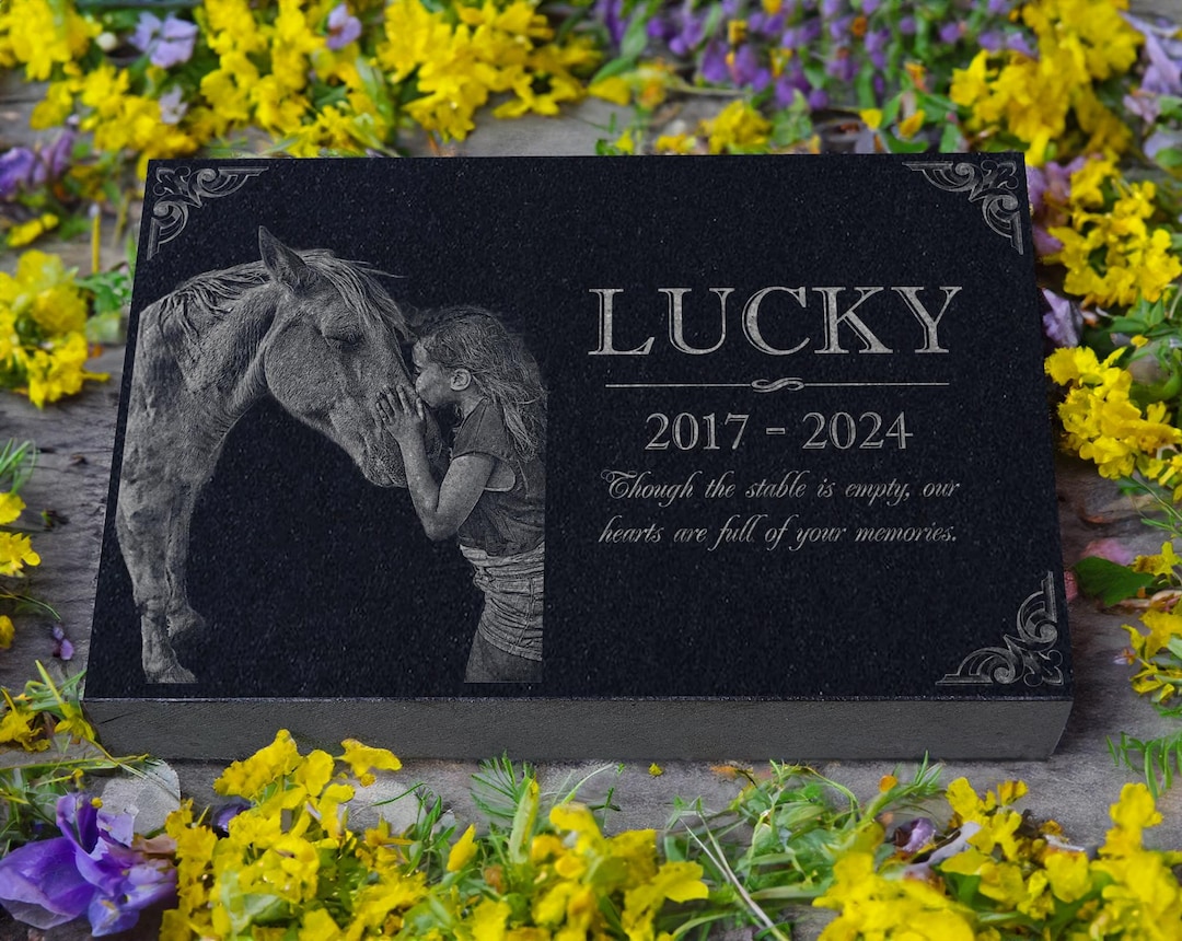 Custom Horse Memorial Stone | Personalized Photo Engraved Marker ...