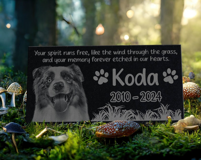 Personalized Pet Memorial Stone W/ Photo & Text Grass | Custom Pet ...
