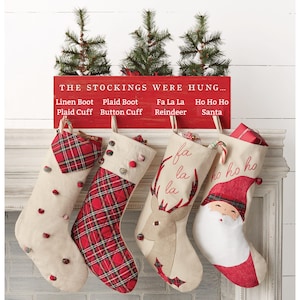 Personalized Christmas Stockings Whimsical Santa Deer Embroidered Paws ...