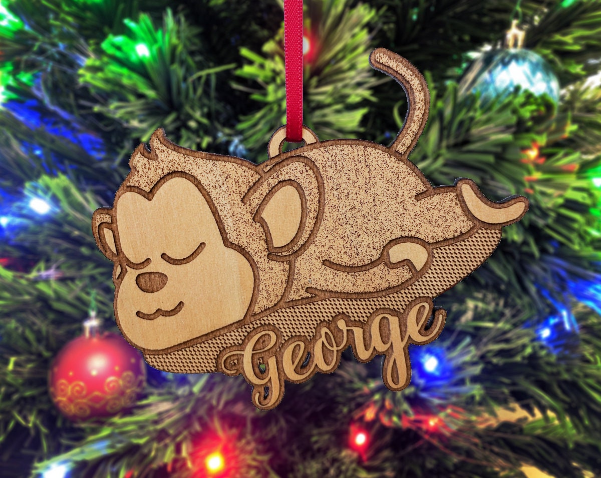 Personalized Wooden Monkey Ornament for Birthday Parties Decor Holiday ...