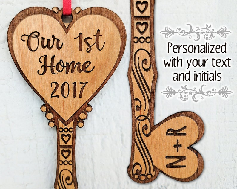 Our FIRST Home Key Ornament Personalized House Custom Wood Key - Etsy