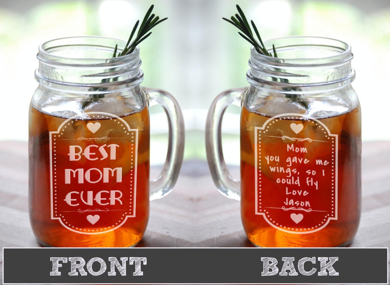 Mom Birthday Christmas Gift BEST MOM EVER Engraved Mason Jar | Etsy