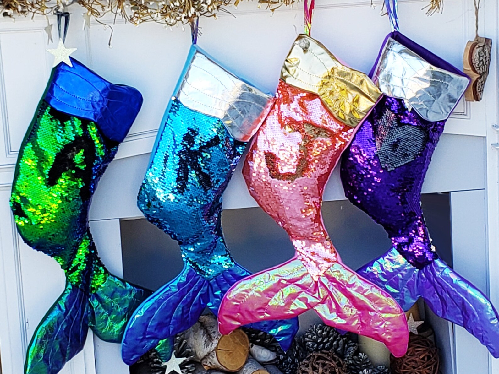 Mermaid Tail Flip Sequin Christmas Stocking Reversible Girls - Etsy Canada