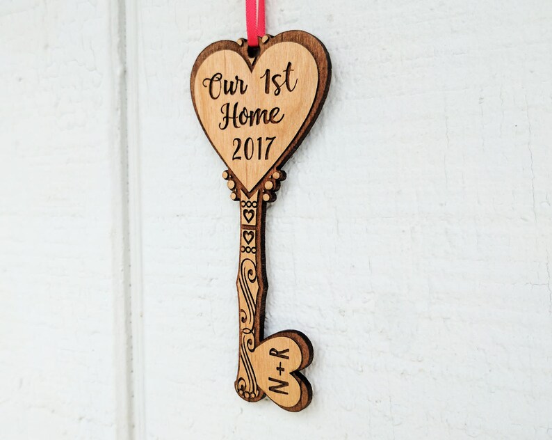 Our FIRST Home Key Ornament Personalized House Custom Wood Key | Etsy