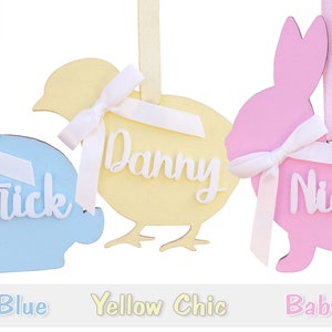 Personalized Easter Basket Name Tag for Kids Boys Girls Wooden Bunny ...