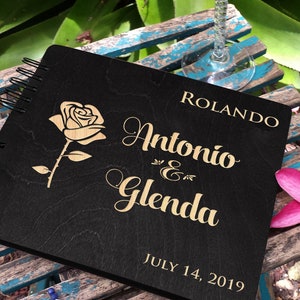 Wood Flower Custom Guest Book Album Be Our Guest Personalized Wedding ...