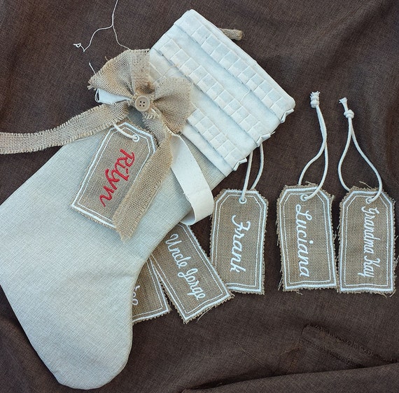 Tags Embroidered With Names for Christmas Stockings - Etsy