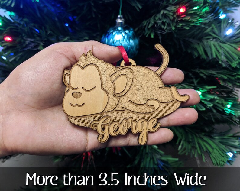 Personalized Wooden Monkey Ornament for Birthday Parties Decor Holiday ...