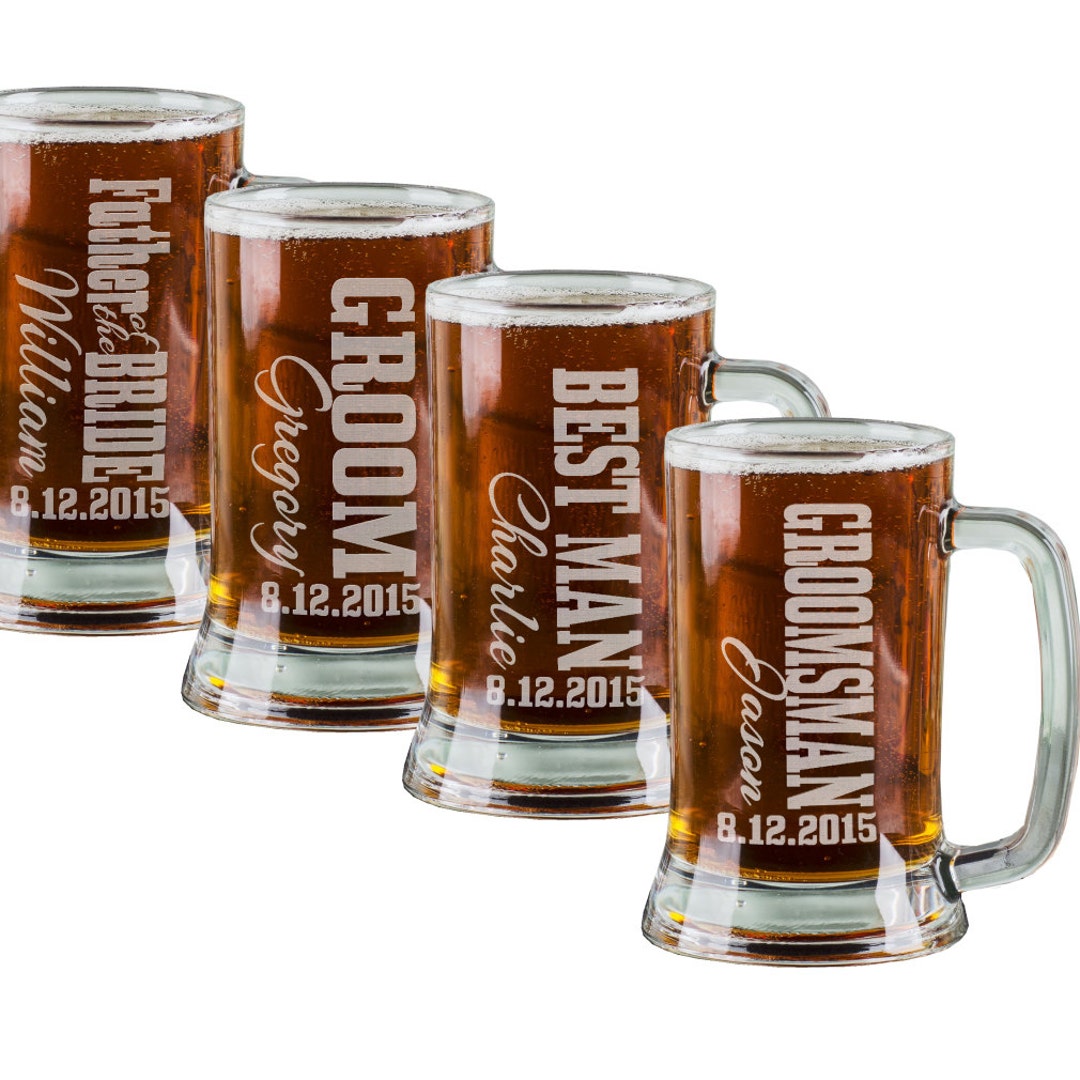 16 Oz Groomsmen Beer Mugs Engraved Wedding Party Groomsman Best Man ...