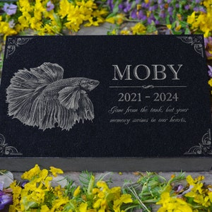 Custom Fish Memorial Stone: Goldfish Betta Koi Guppy | Loss of Pet Fish ...