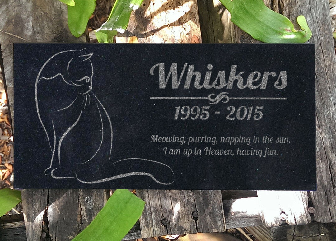 Personalized Cat Memorial Black Granite Stone Pet Cat Grave Marker ...