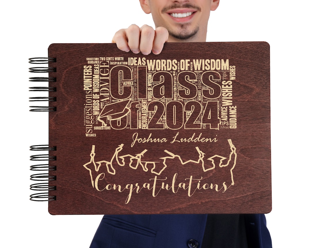 Graduation Gift Wooden Guest Book Rustic Personalized Class of 2025 ...